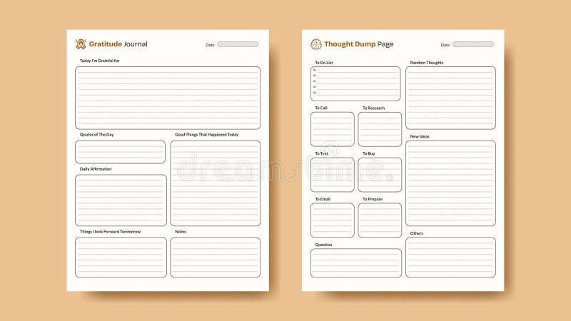 Gratitude Journal and Thought Dump Page Template Stock Vector ...