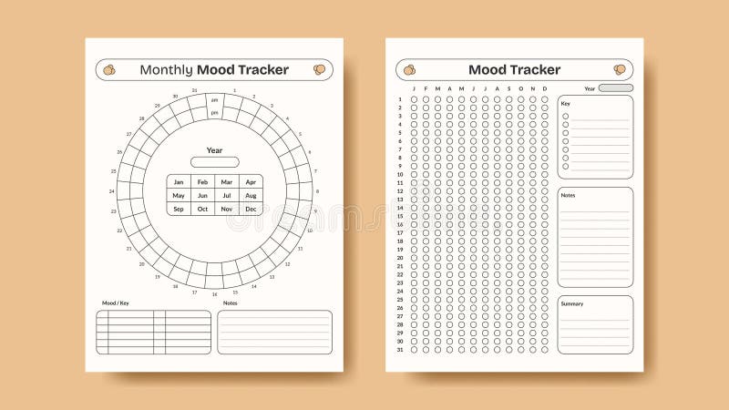 Mood Tracker Wheel Diagram and Notes Template Stock Vector ...