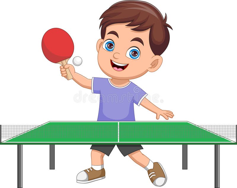 Cute Boy Playing Table Tennis Cartoon Stock Illustration - Illustration ...