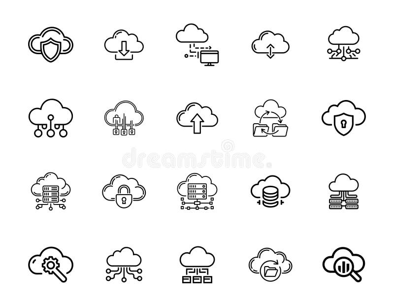 20 Cloud Computing Icons Set. Stock Vector - Illustration of saas, network: 376779836