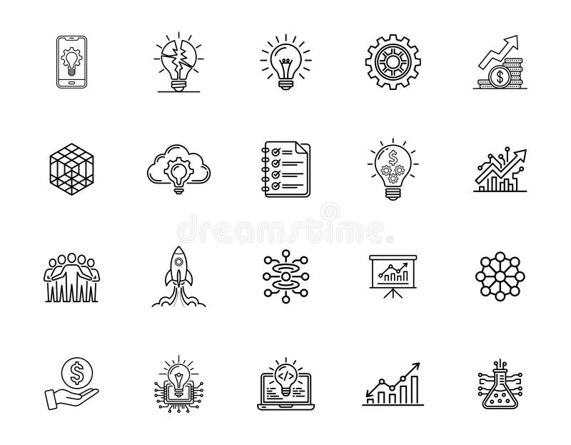 20 Tech Startup and Innovation Icons Set. Stock Vector - Illustration ...