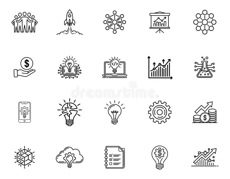 20 Tech Startup and Innovation Icons Set. Stock Vector - Illustration ...