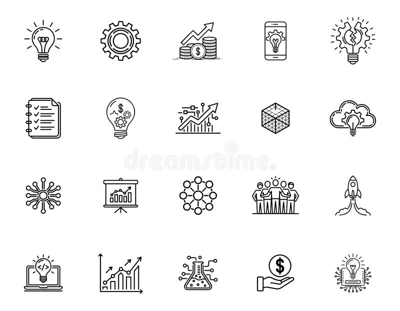 20 Tech Startup and Innovation Icons Set. Stock Vector - Illustration ...