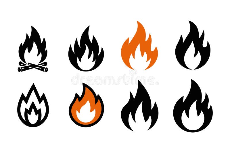 Dynamic Fire Flame Vector Silhouette Logo and Icon Design Stock Vector ...