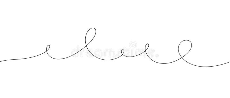 Abstract Continuous Endless Line with Curls, Curves on a White ...