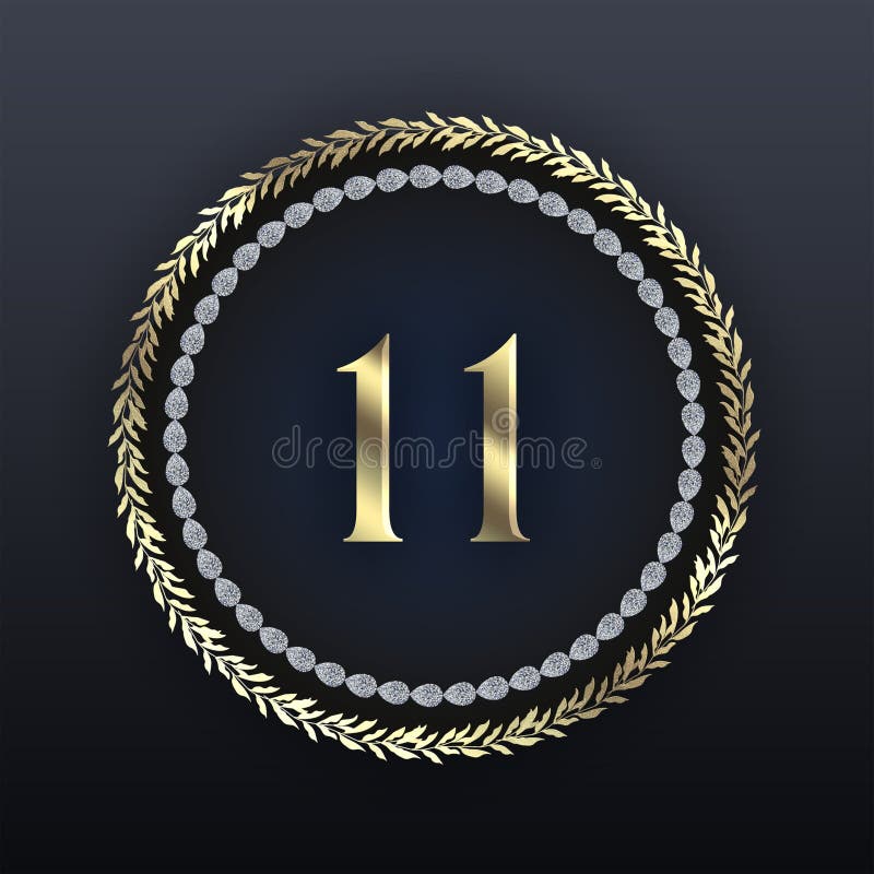 Gold Number "11" Centered on a Dark Background Stock Illustration ...