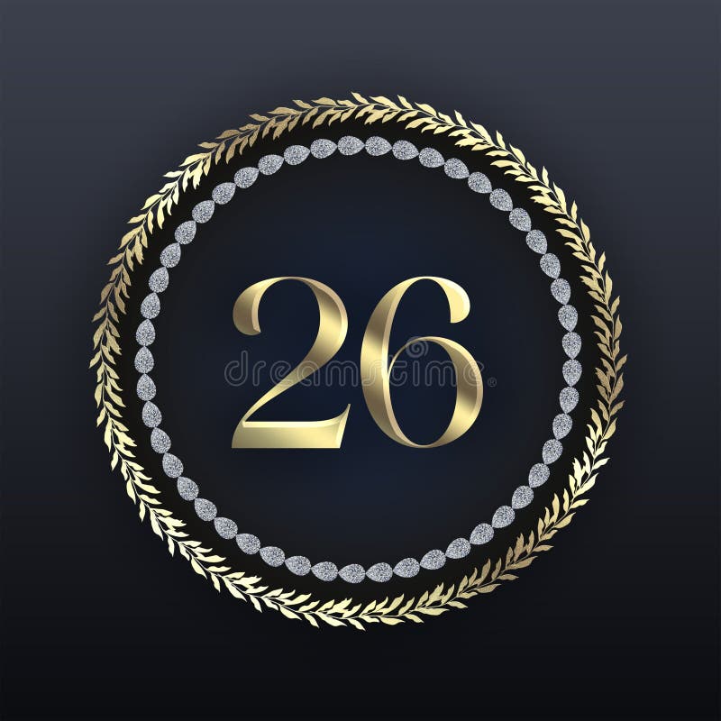 Gold Number "26" Centered on a Dark Background Stock Illustration ...