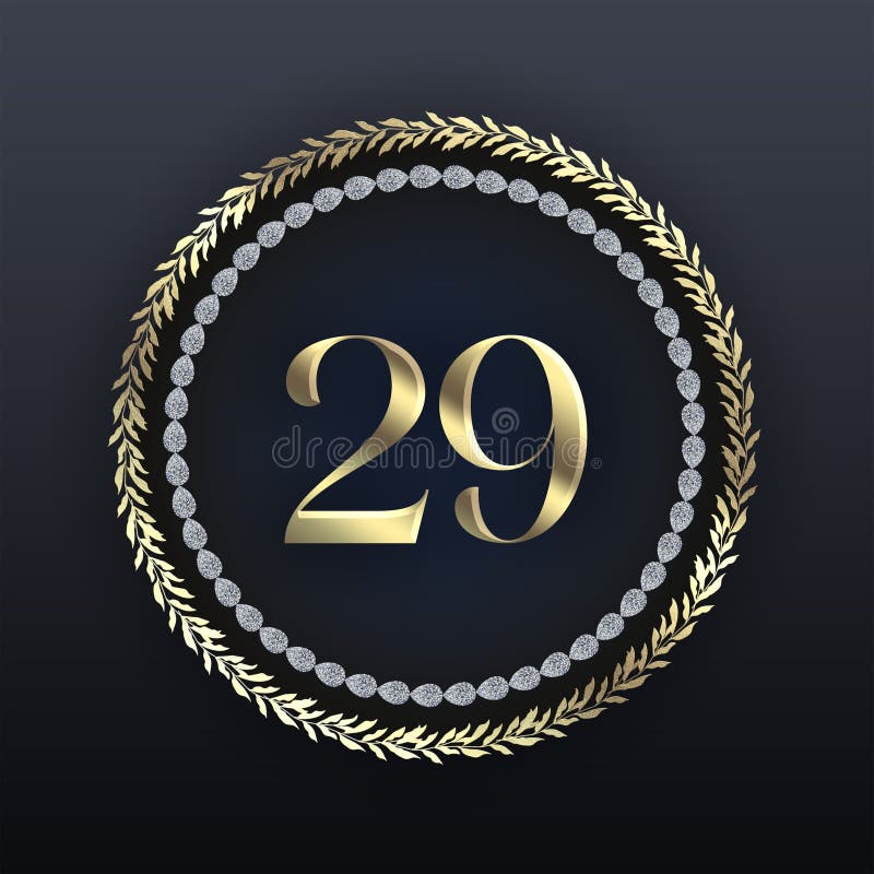 Gold Number "29" Centered on a Dark Background Stock Illustration ...