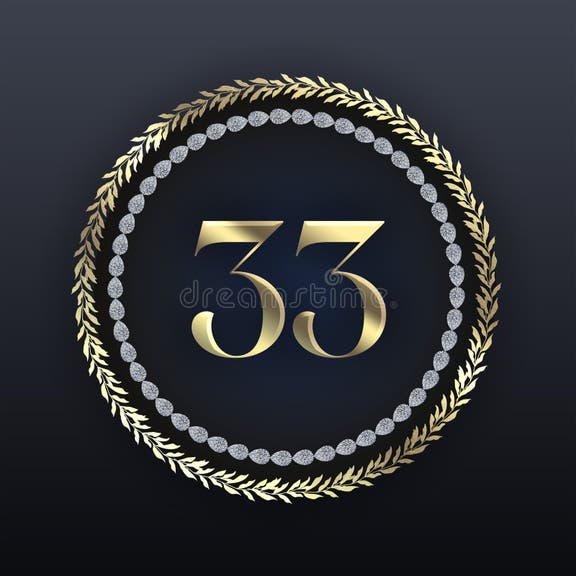 Gold Number "33" Centered on a Dark Background Stock Illustration ...