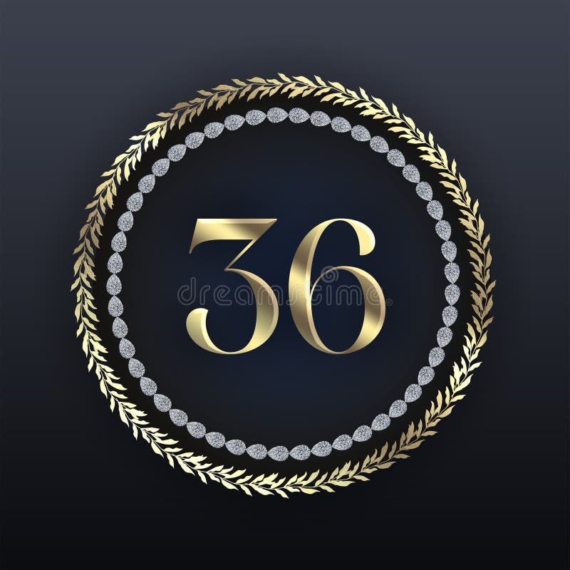 Gold Number "36" Centered on a Dark Background Stock Illustration ...