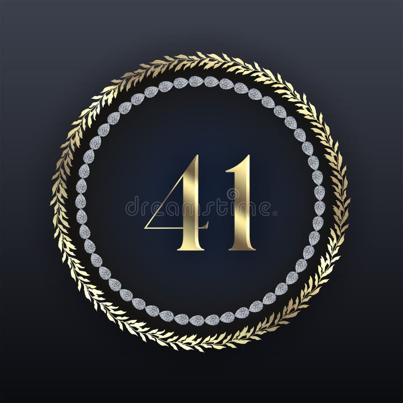 Gold Number "41" Centered on a Dark Background Stock Illustration ...