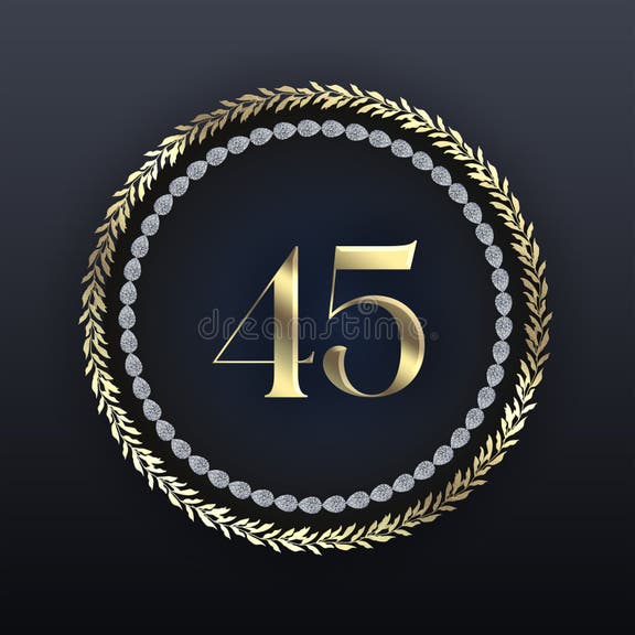 Gold Number "45" Centered on a Dark Background Stock Illustration ...