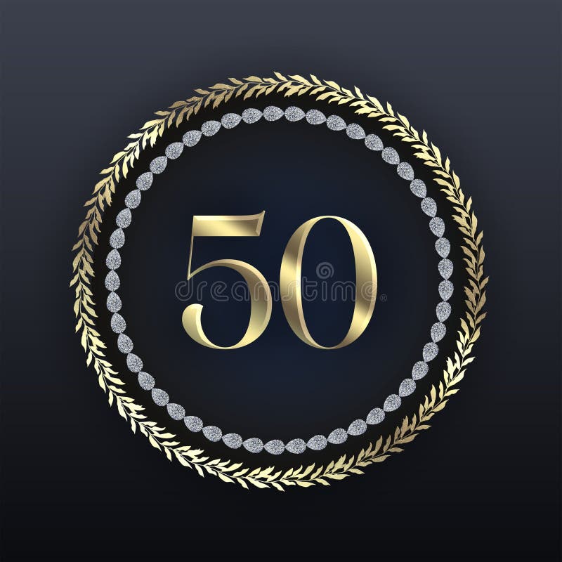 Gold Number "50" Centered on a Dark Background Stock Illustration ...