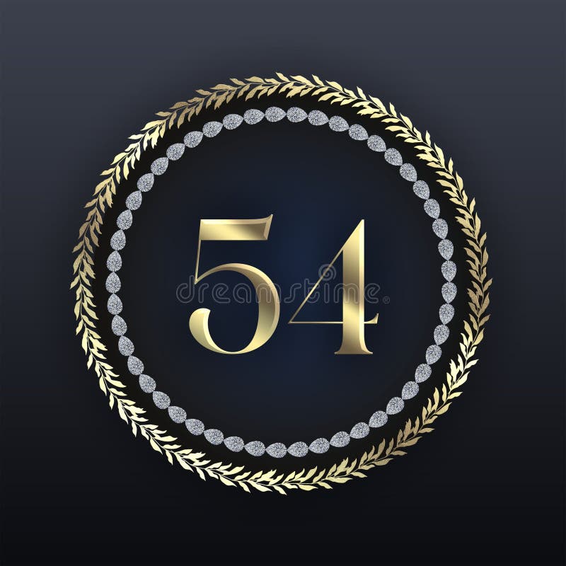 Gold Number "54" Centered on a Dark Background Stock Illustration ...