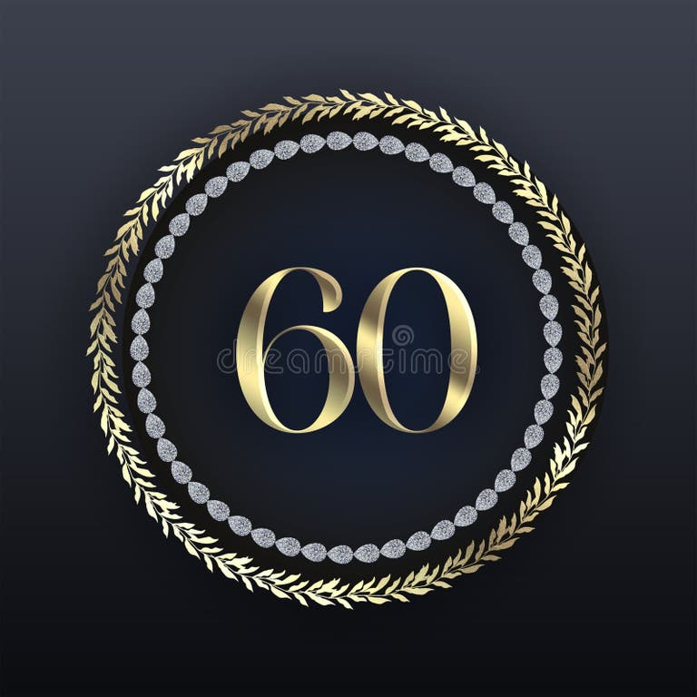 Gold Number "60" Centered on a Dark Background Stock Illustration ...