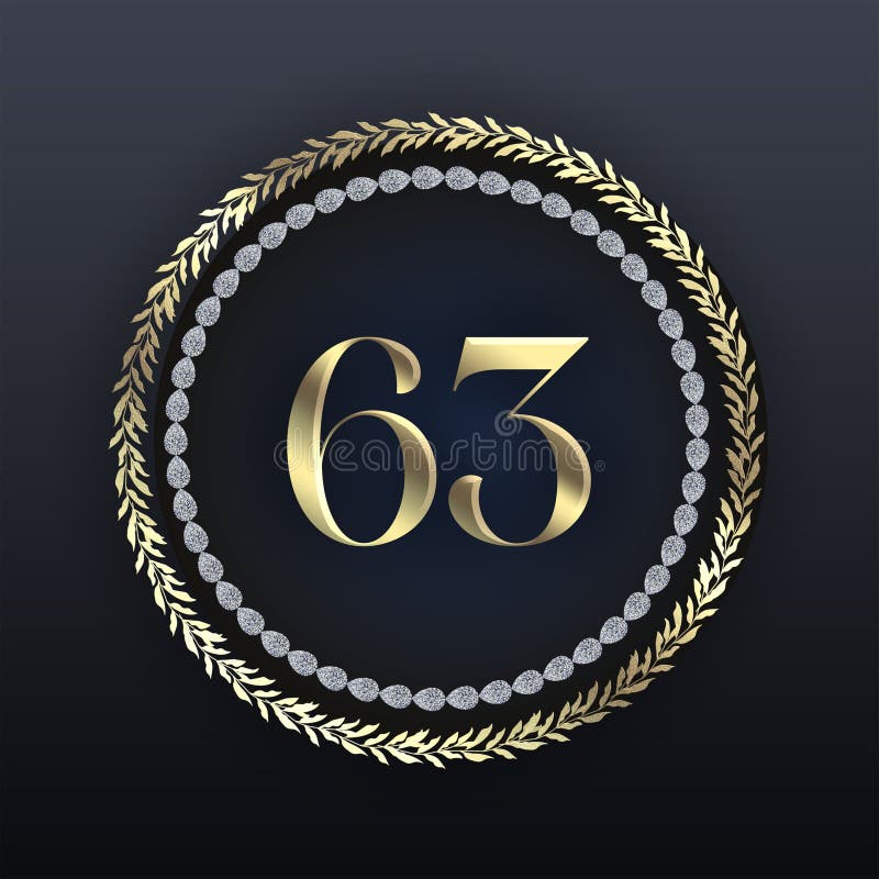 Gold Number "63" Centered on a Dark Background Stock Illustration ...