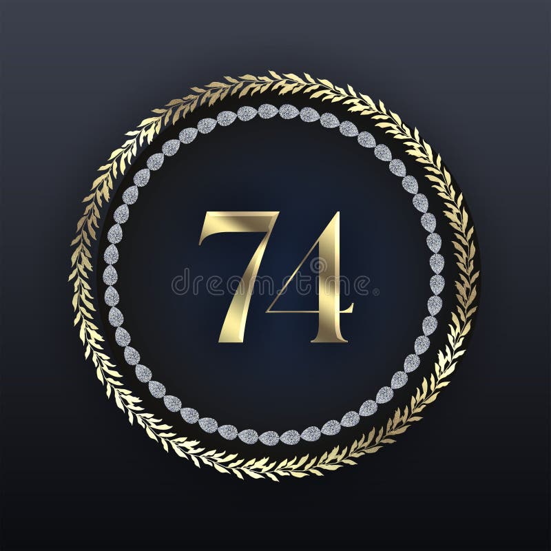 Gold Number "74" Centered on a Dark Background Stock Illustration ...