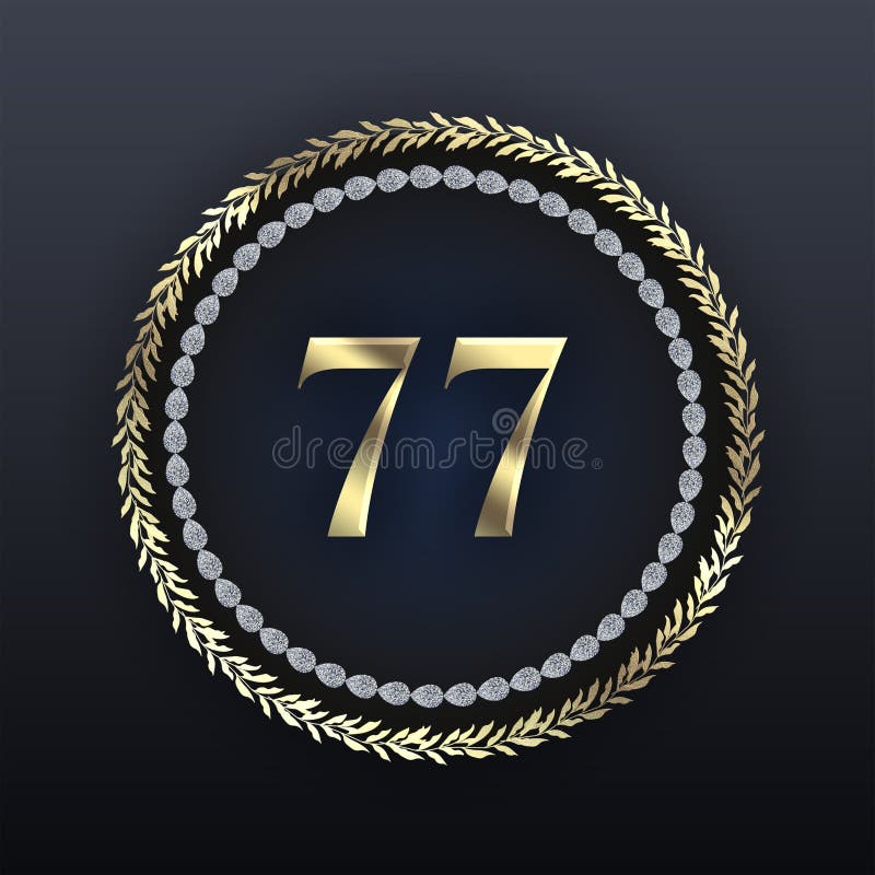 Gold Number "77" Centered on a Dark Background Stock Illustration ...