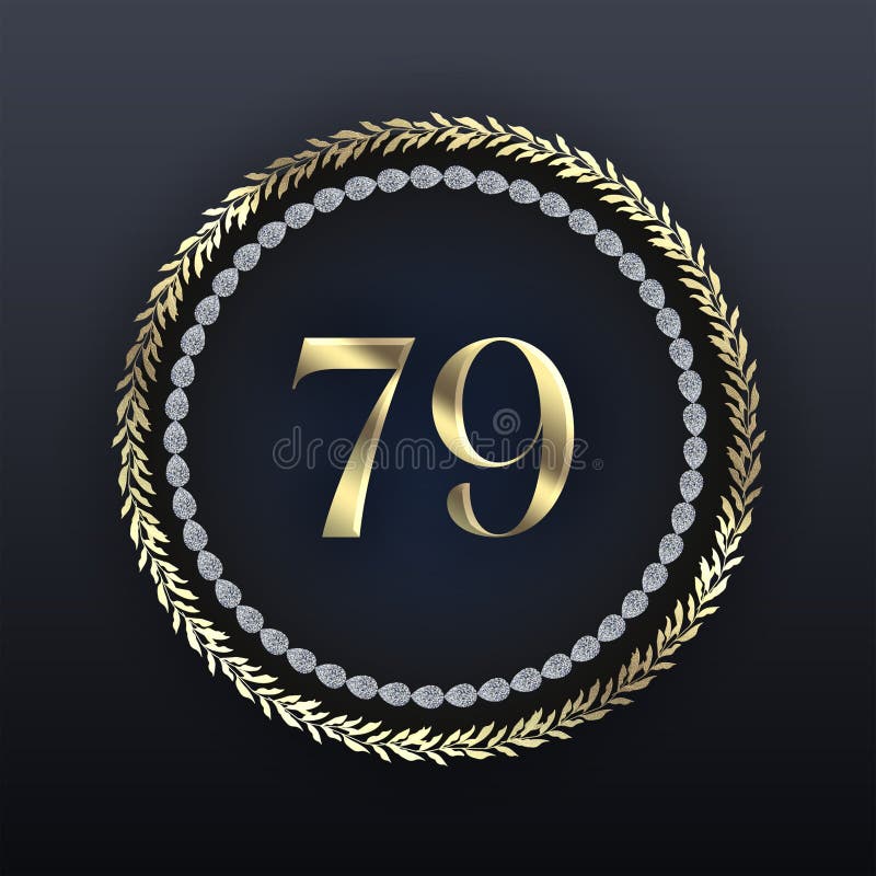 Gold Number "79" Centered on a Dark Background Stock Illustration ...
