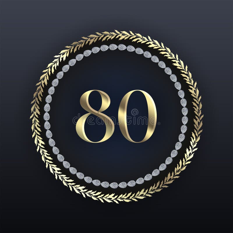 Gold Number "80" Centered on a Dark Background Stock Illustration ...