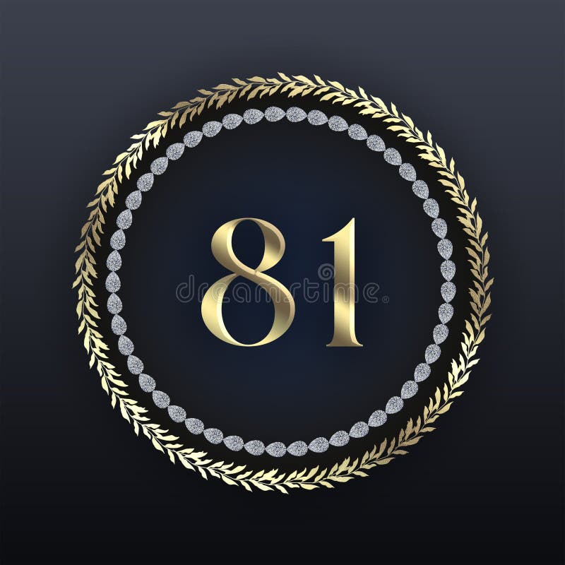 Gold Number "81" Centered on a Dark Background Stock Illustration ...