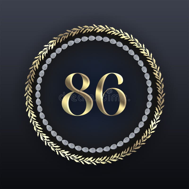 Gold Number "86" Centered on a Dark Background Stock Illustration ...