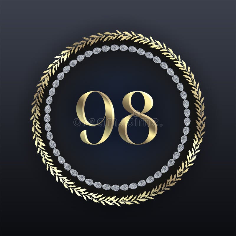 Gold Number "98" Centered on a Dark Background Stock Illustration ...