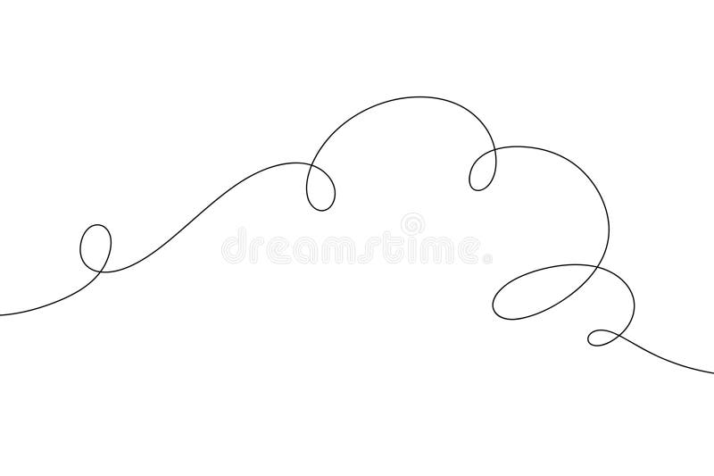 Abstract Continuous Endless Line with Curls, Curves on a White ...