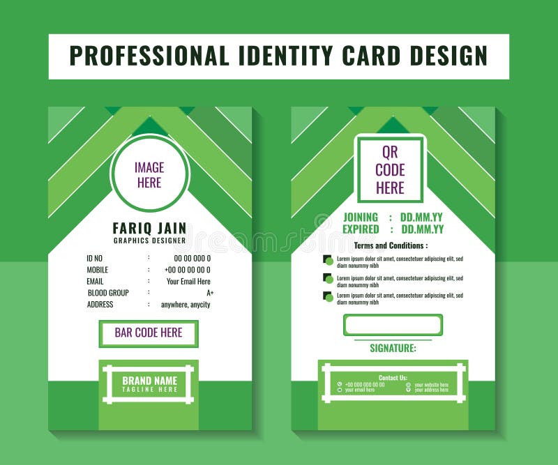 Professional Green Color Identity Card Design Project Stock Vector ...