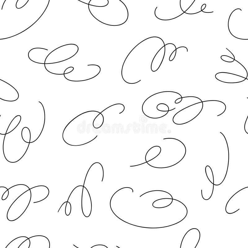 Doodles, Abstract Squiggles, Curves on a White Background Seamless ...