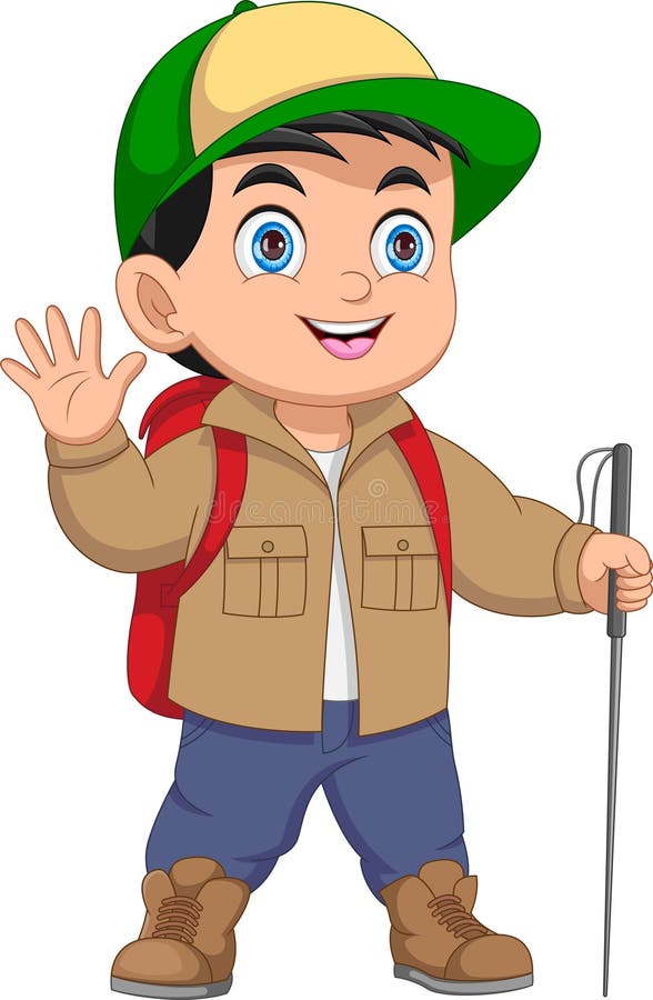 Adventure boy cartoon stock illustration. Illustration of girl - 377871582