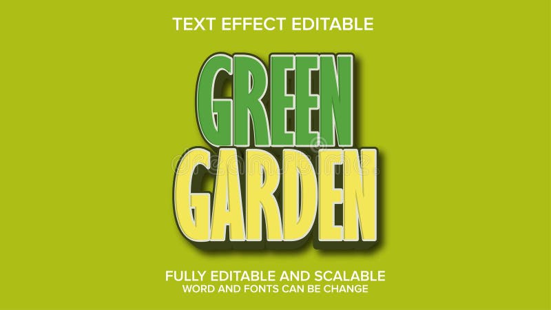 3d Text Effect Green Garden Vector Editable Stock Illustration ...