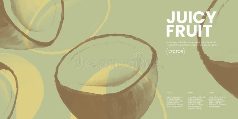 Trendy Abstract Banner with Coconut. Fruit Background Design for ...