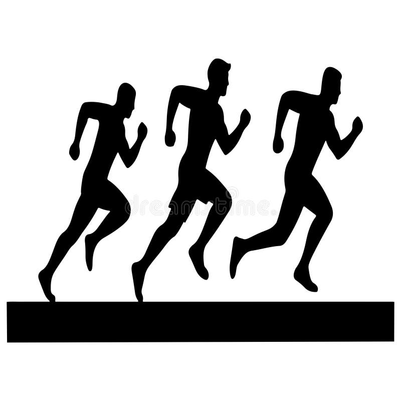 Three Running Athletes Silhouette, Dynamic Action Stock Vector ...