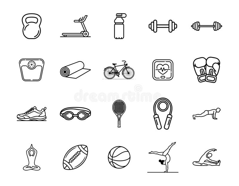 Sports Fitness Outline Symbols Stock Illustrations – 403 Sports Fitness ...