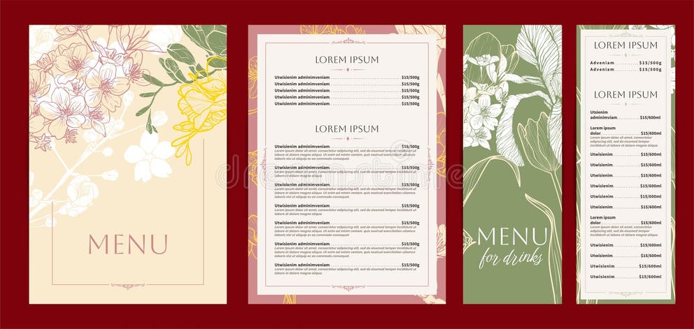 Elegant Food and Drinks Menu Designs. Stock Vector - Illustration of ...