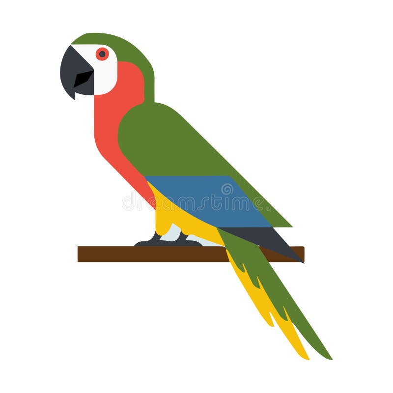 Vibrant Flat Color Illustration of a Parrot Stock Vector - Illustration ...