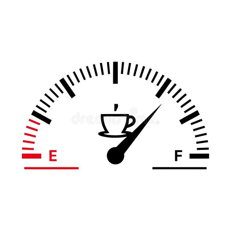 Coffee Cup Fuel Gauge - Energy Levels Indicator, Full Tank of Coffee ...