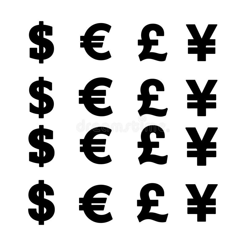 Currency Symbols Collection: Dollar, Euro, Pound, Yen, Money Stock ...