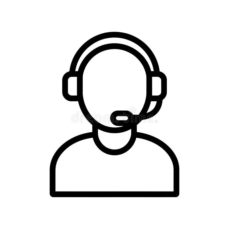 Customer Support Icon, Minimal Line Art Operator with Headset Vector ...