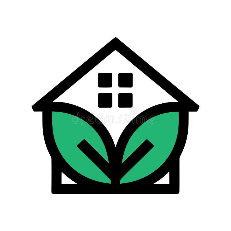 Eco-Friendly Home Logo with Green Leaves and House Outline ...