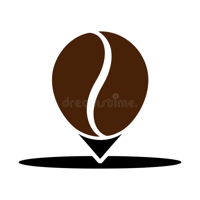 Coffee Bean Location Pin – Vector Logo of Cafe Map Marker with Roasted ...