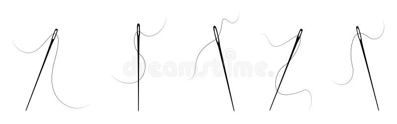 Set of Sewing Needles with Thread Isolated of an White Background ...