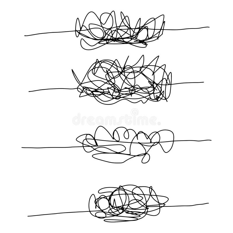 Vector Set of Random Chaotic Pen Lines. Marker Scribble Clew. Hand ...