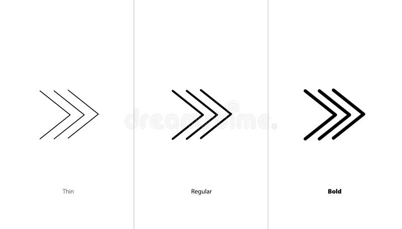 Right Side Arrow Icon. Thin, Regular and Bold Style Stock Vector ...
