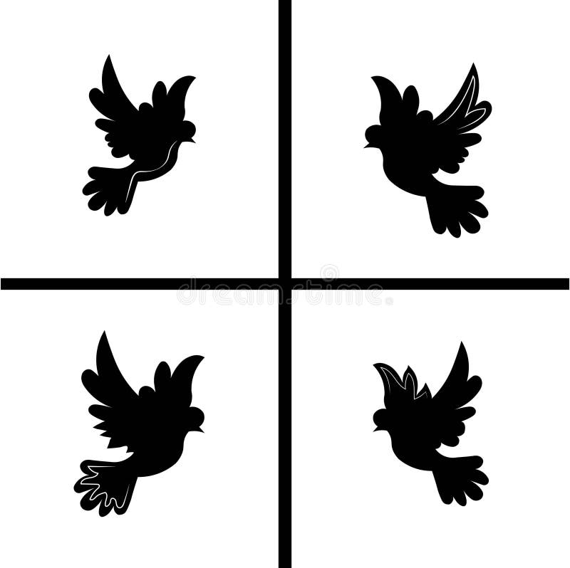 Set of Four Soaring Doves stock illustration. Illustration of icon ...