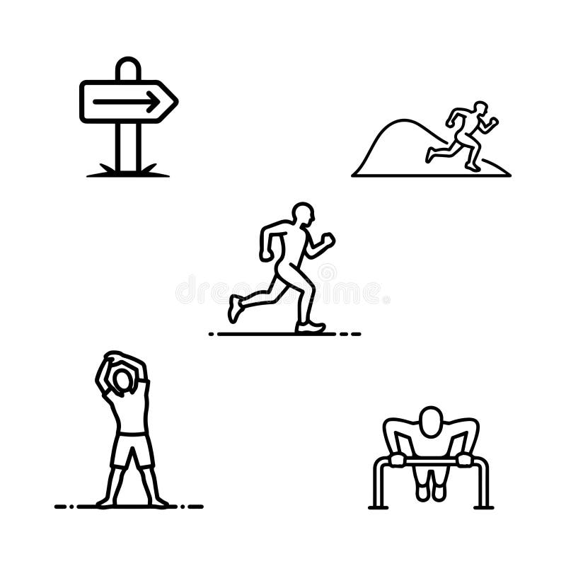 5 Outdoor Fitness Icons Set. Stock Vector - Illustration of ...