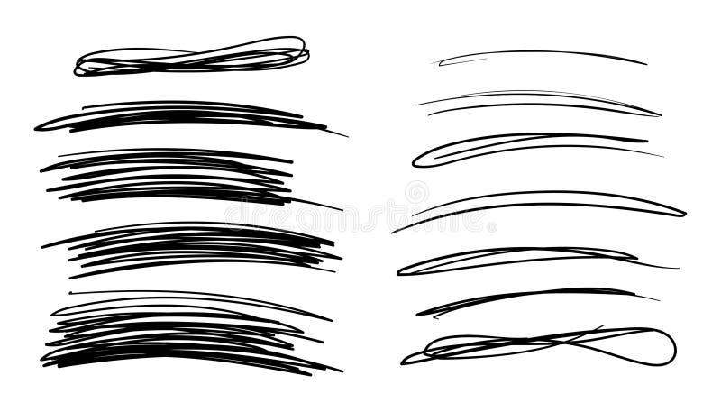Scribble Line Set. Set of Hand Drawn Scribble Smears. Smooth Vector ...