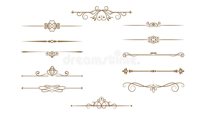Divider Ornament, Borders, Vintage Line Separators. Stock Illustration ...