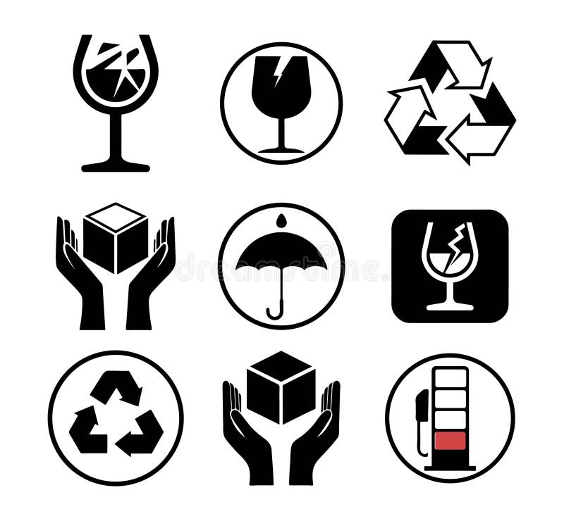 Essential Shipping and Handling Icon Set Stock Vector - Illustration of ...